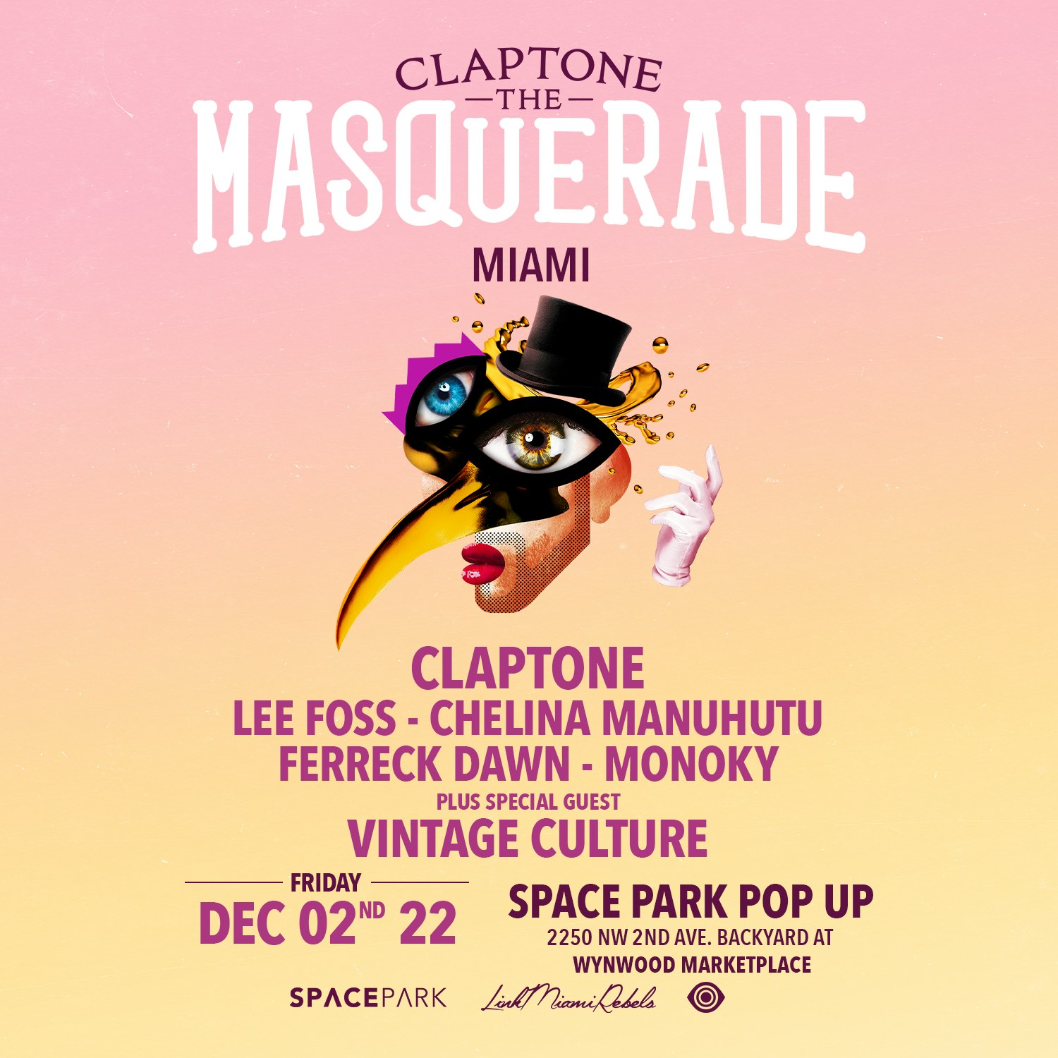 Claptone - The Masquerade Miami Art Basel 2022 at Space Park Pop-Up on ...