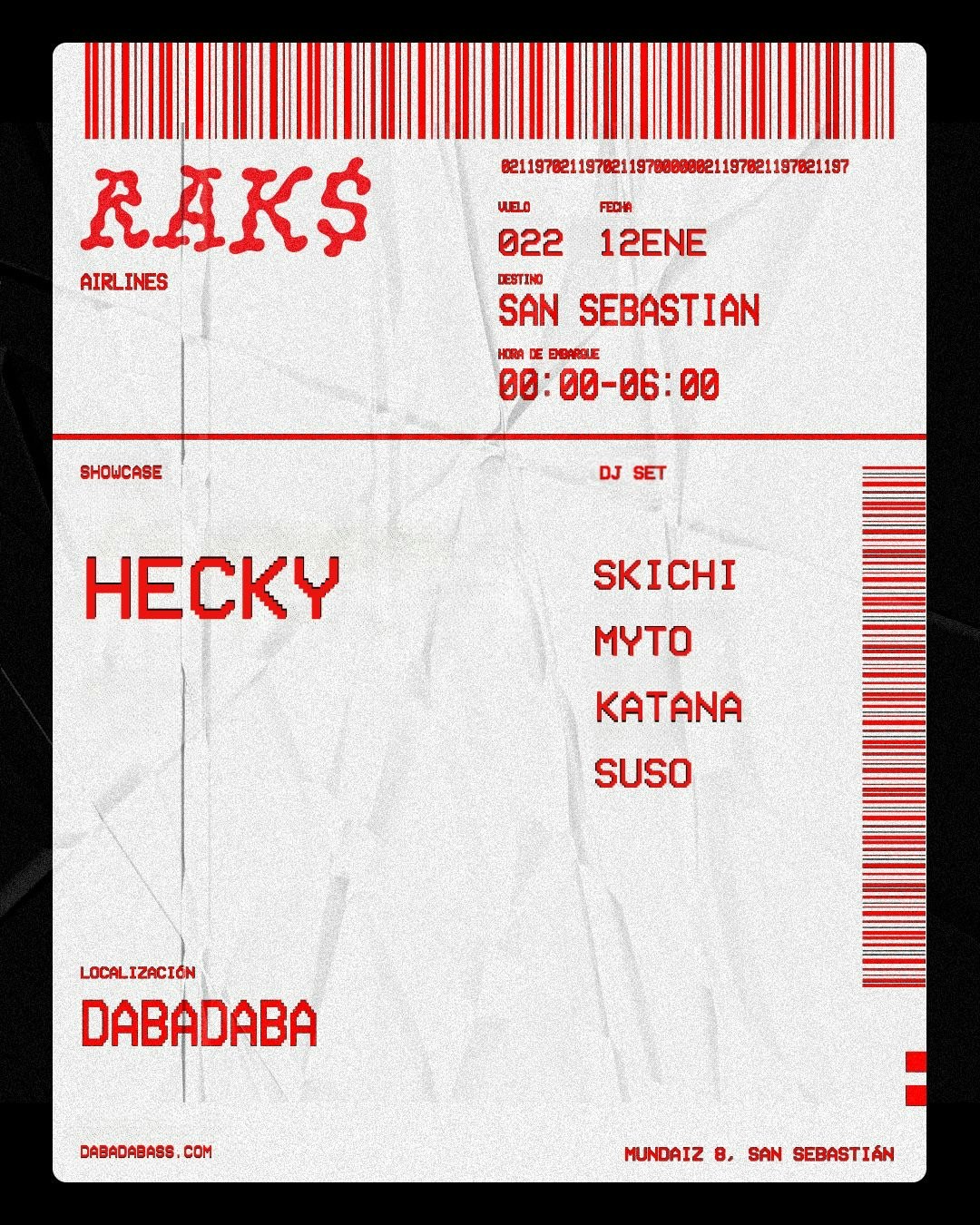 RAK$ Club: Vuelo N°22: Hecky + Skichi + Myto + Katana + Suso Bilhetes ...