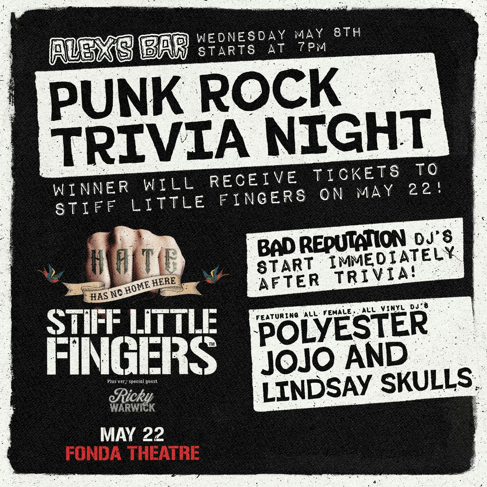 Punk Rock Trivia Night w/ Bad Reputation Tickets | Free | May 8 @ Alex ...