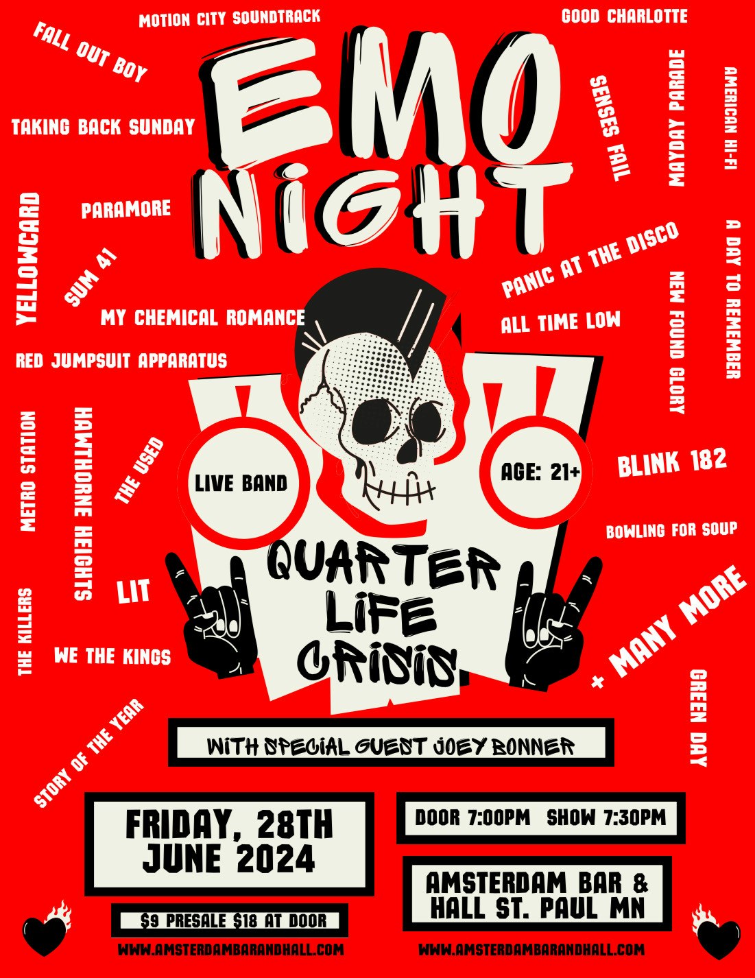 EMO NIGHT featuring Quarter Life Crisis w/ Joey Bonner Bilhetes | $ 11 ...
