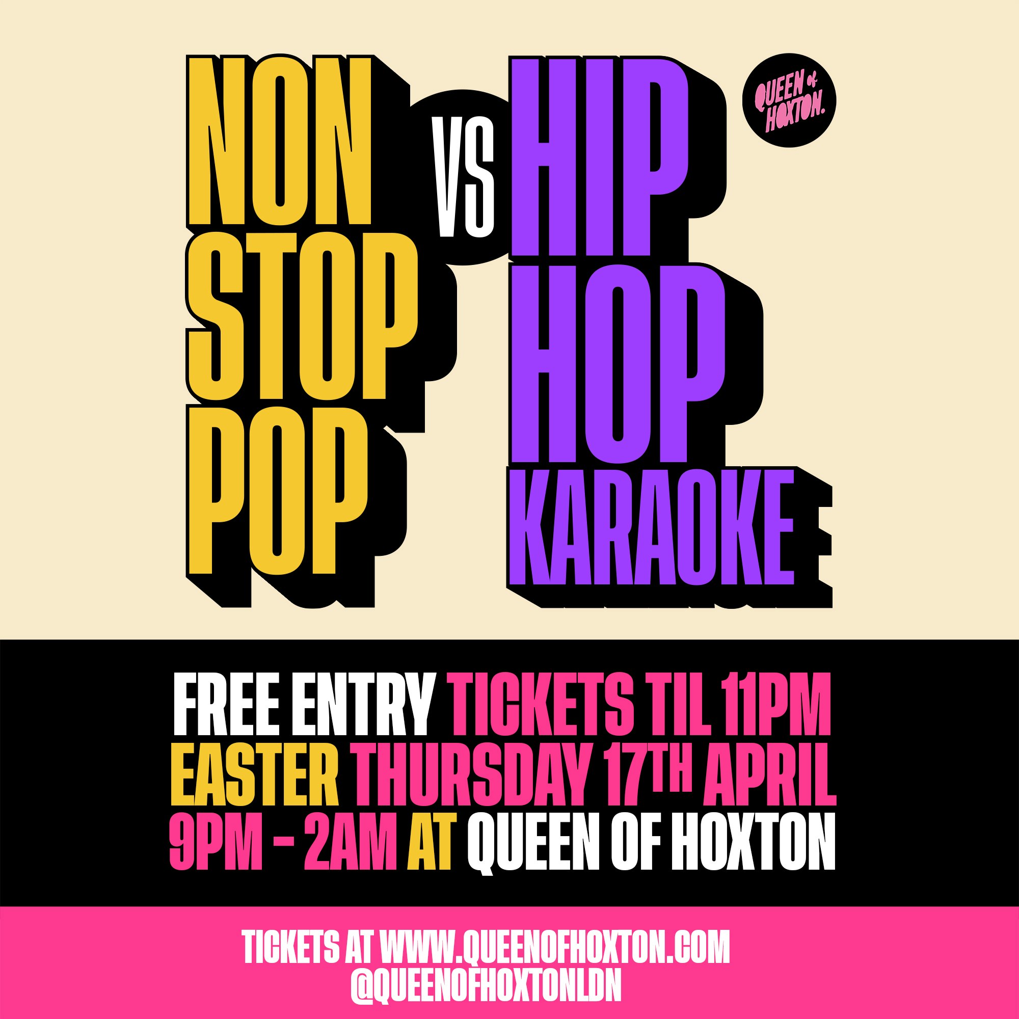 Non Stop Pop vs Hip Hop Karaoke - Easter Thursday Tickets | From Free ...