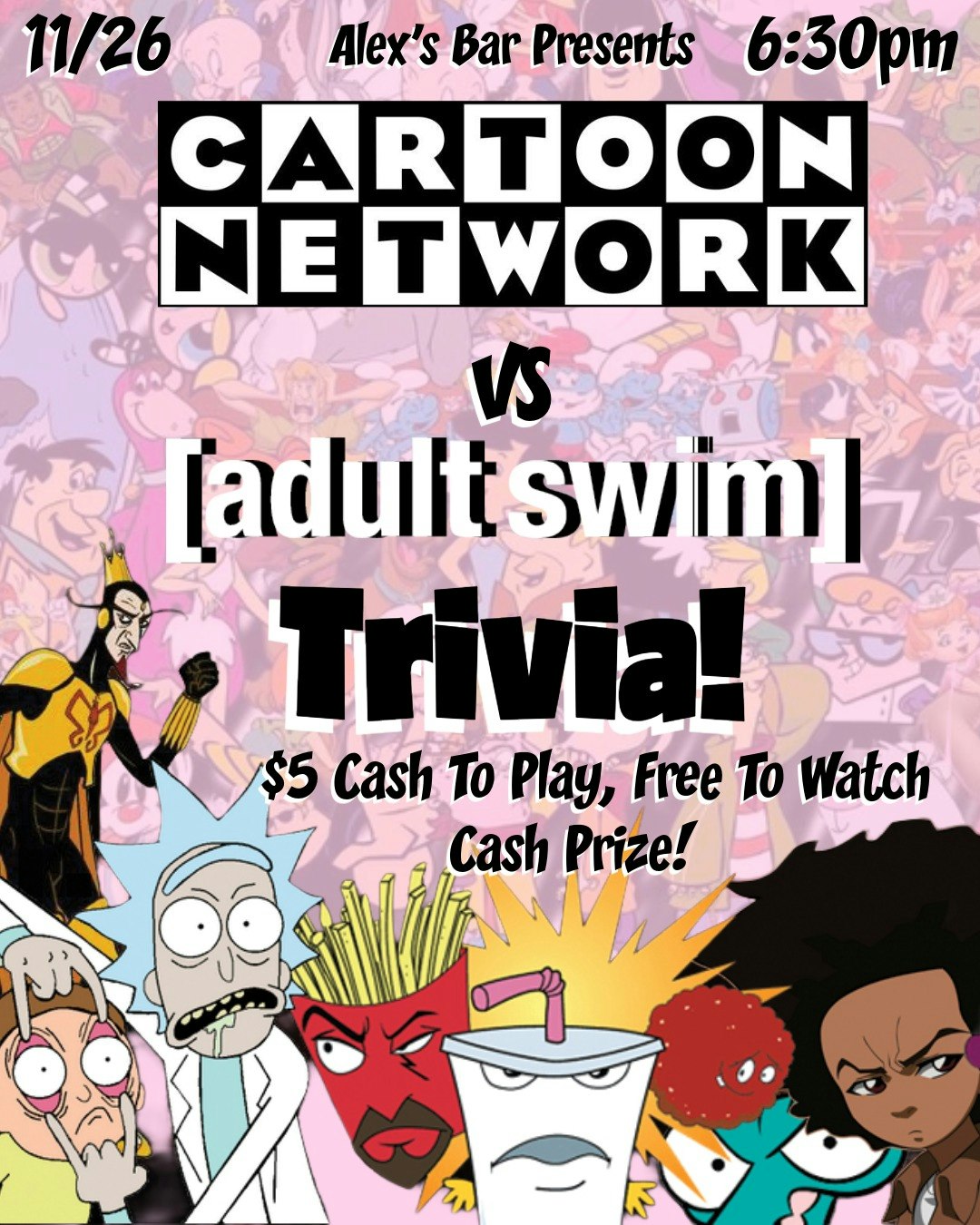 Adult Swim vs Cartoon Network Trivia Tickets | Free | 26 Nov @ Alex's ...
