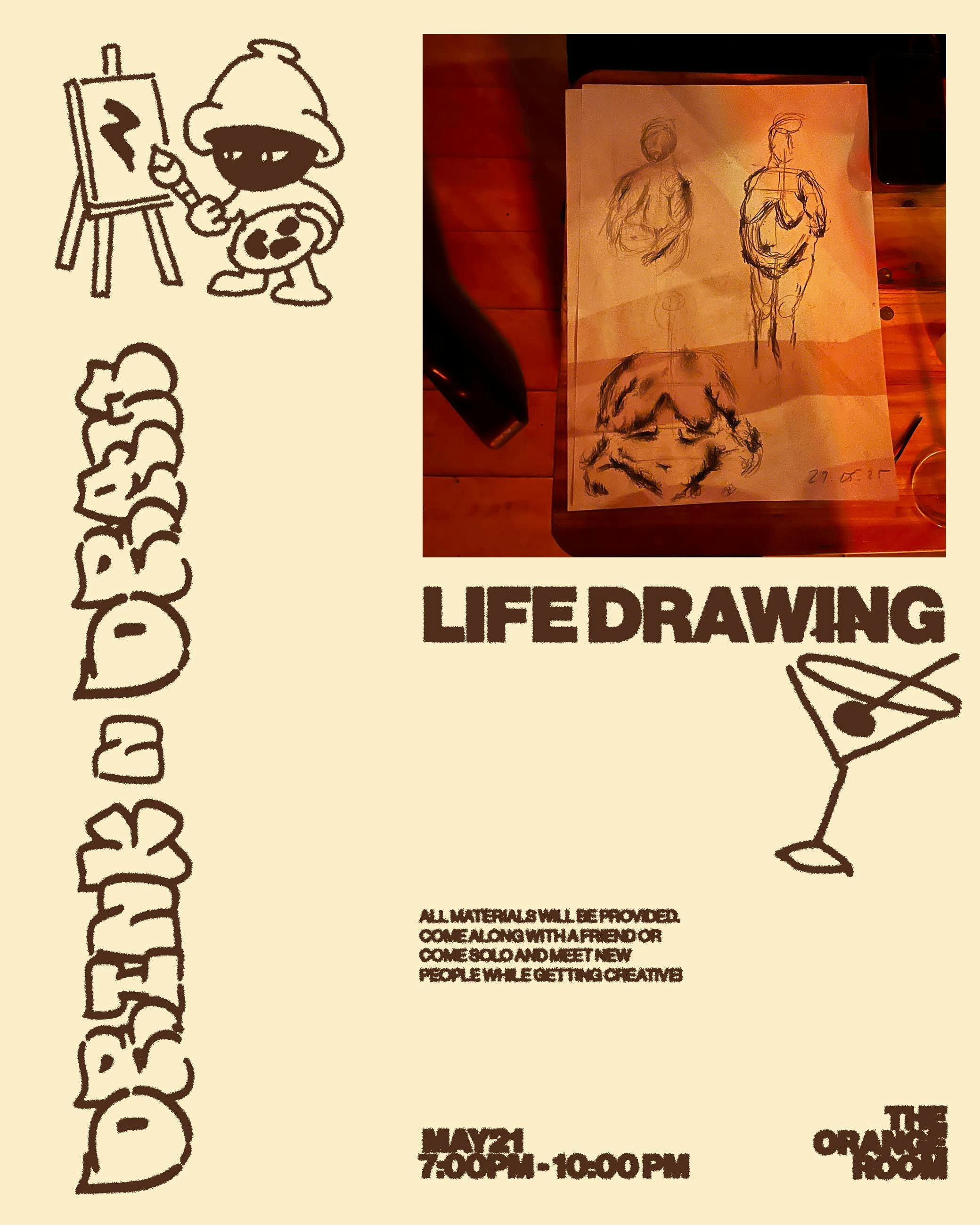 Drink N Draw Tickets | £15 | 19 Mar @ The Orange Room, London | DICE