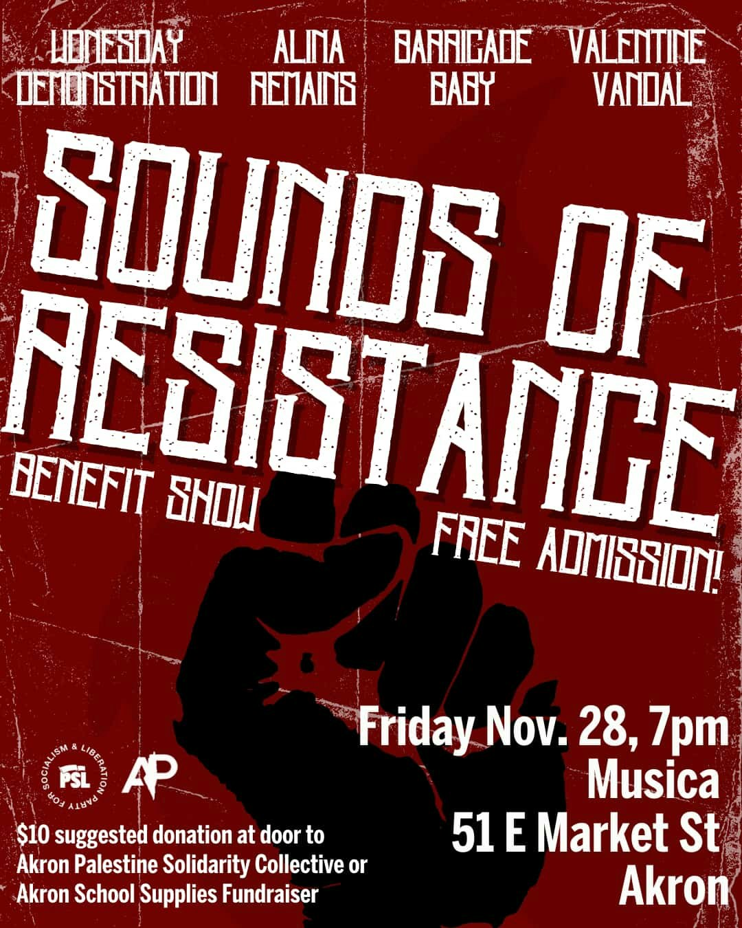 Sounds of Resistance w/ Wednesday Demonstration, Alina Remains ...