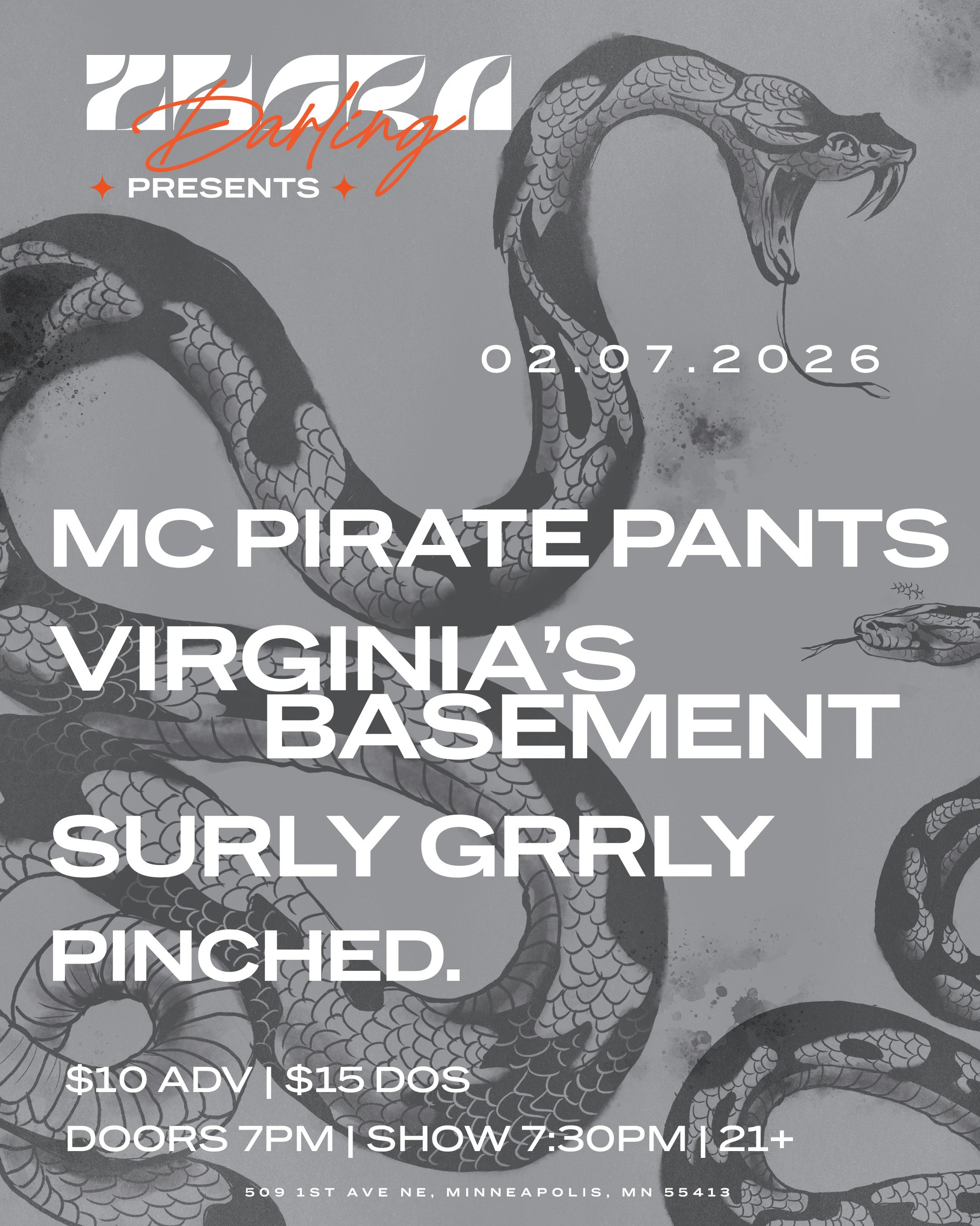 MC PIRATE PANTS, Virginia's Basement, SURLY GRRLY, & Pinched. Tickets ...