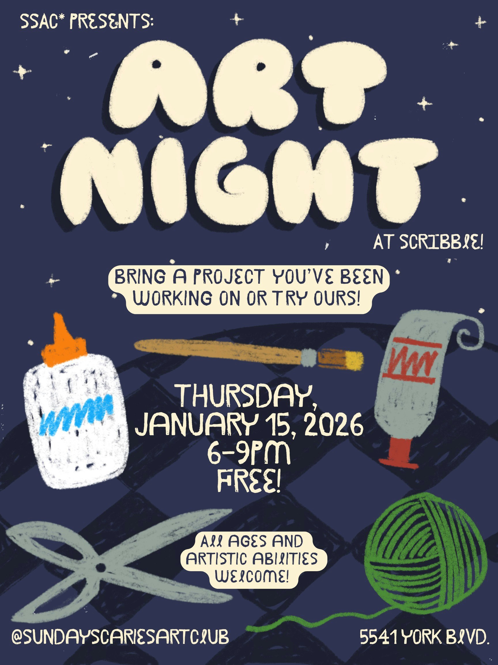 SSAC Presents: Art Night at Scribble Tickets | Free | 15 Jan @ Scribble ...