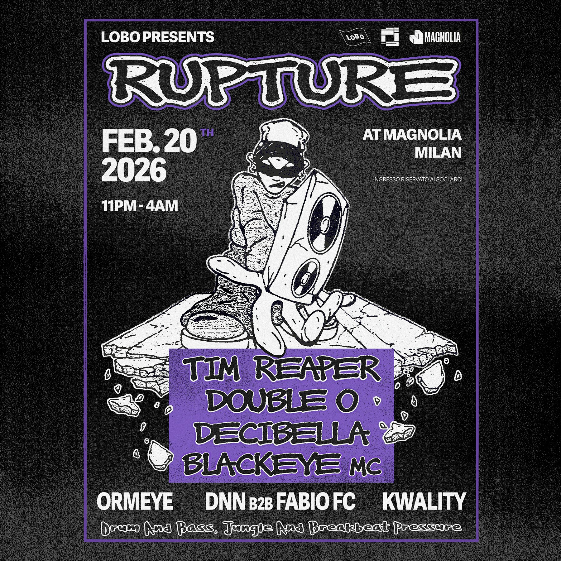 Lobo presents: Rupture w/ Tim Reaper, Double O, Decibella, Blackeye MC ...
