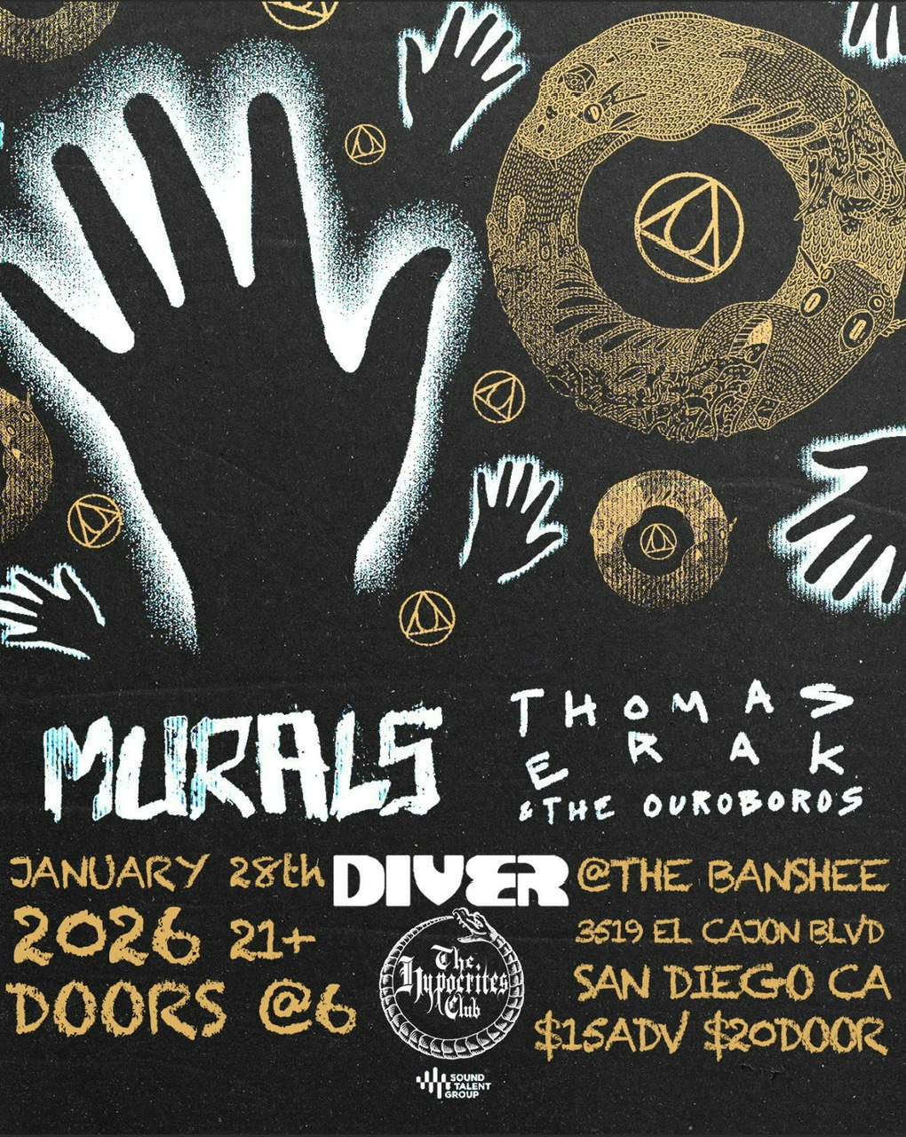 Murals, Thomas Erak & The Ouroboros, Diver, and The Hypocrites Club ...